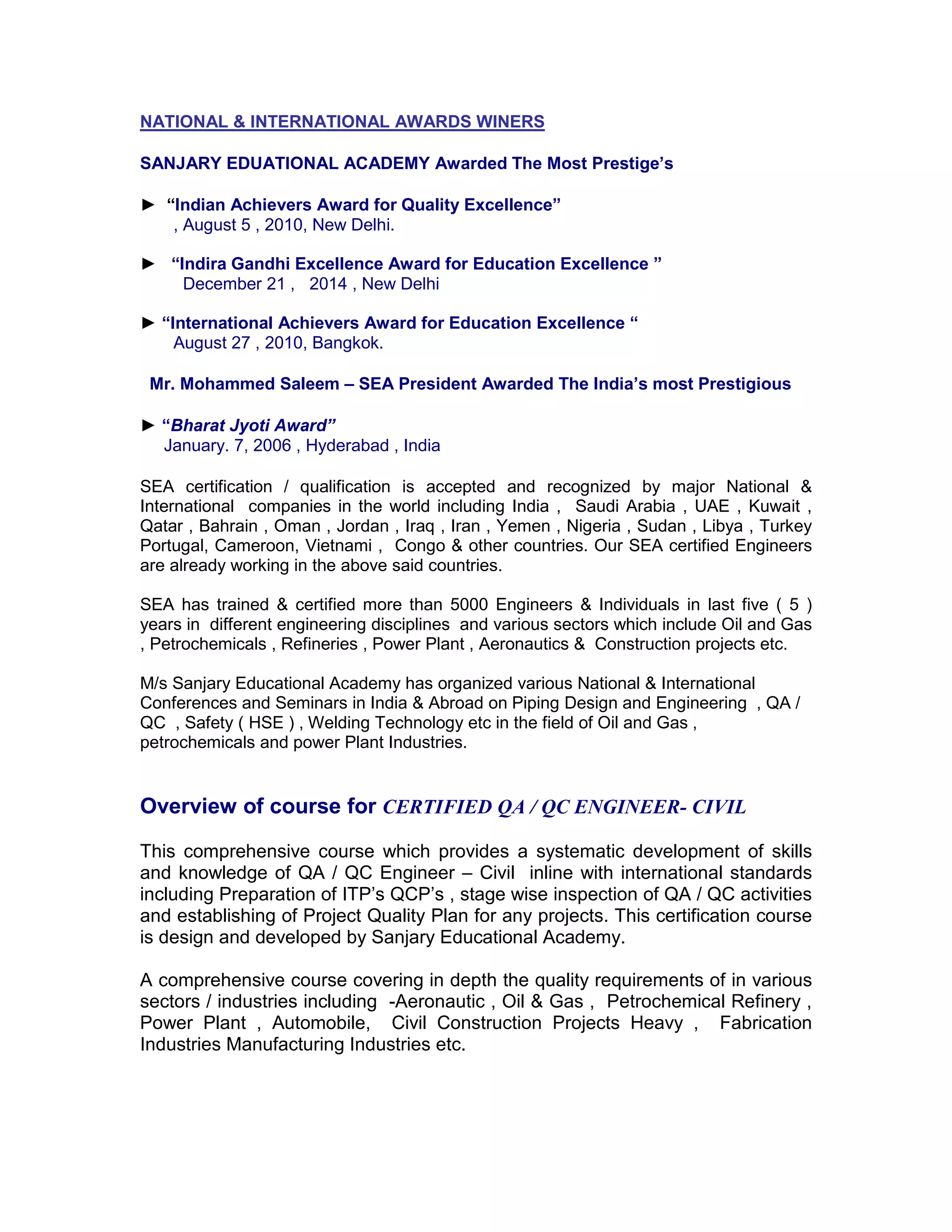 Certified QA QC civil engineer | PDF