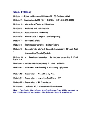 Certified QA QC civil engineer | PDF