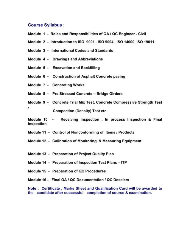 Certified QA QC civil engineer | PDF