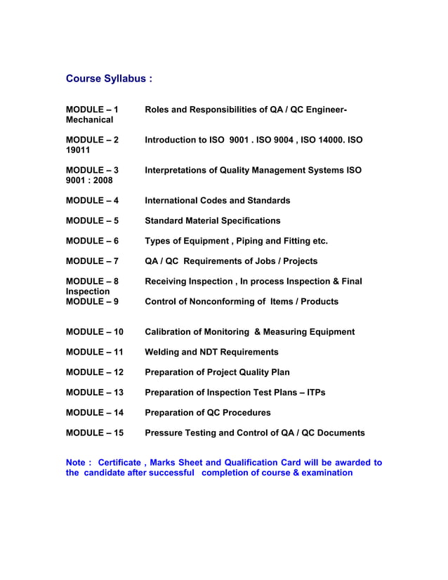 Certified qa qc Mechanical engineer | PDF