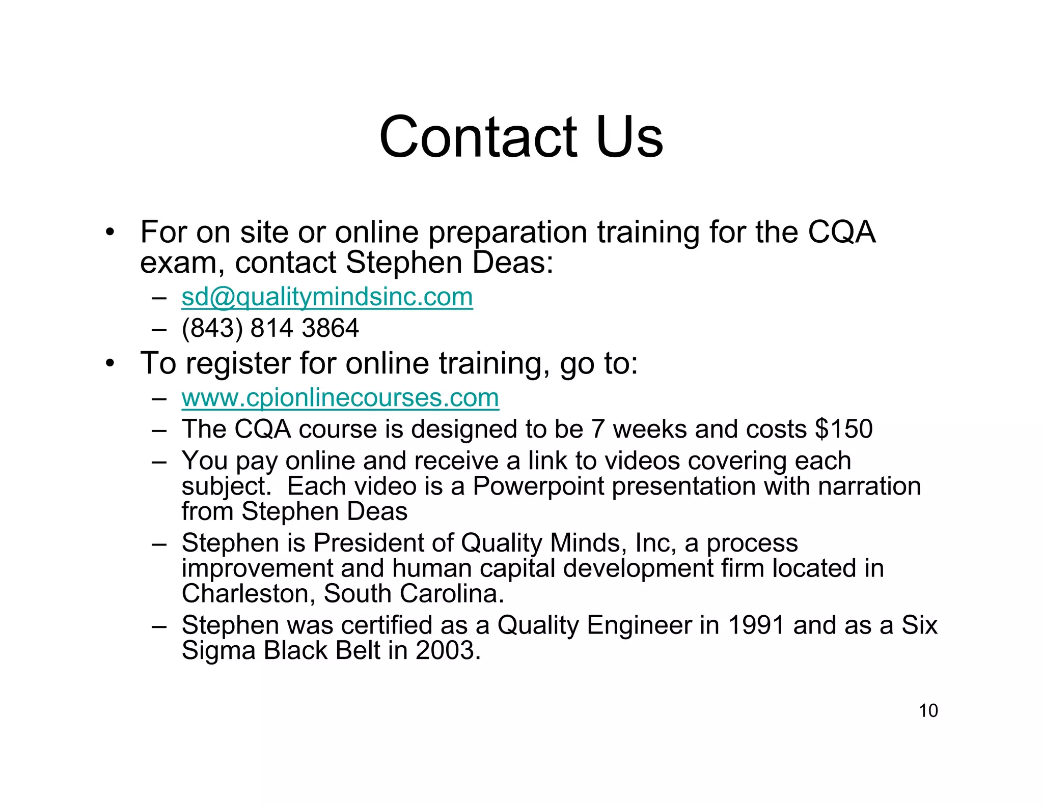 Certified Quality Auditor Certification Overview | PDF