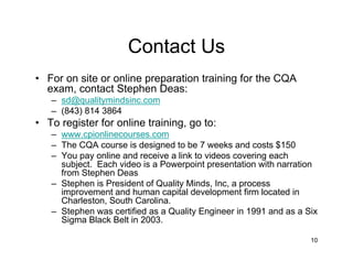 Certified Quality Auditor Certification Overview | PDF