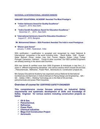 Certified safety engineer Course | PDF