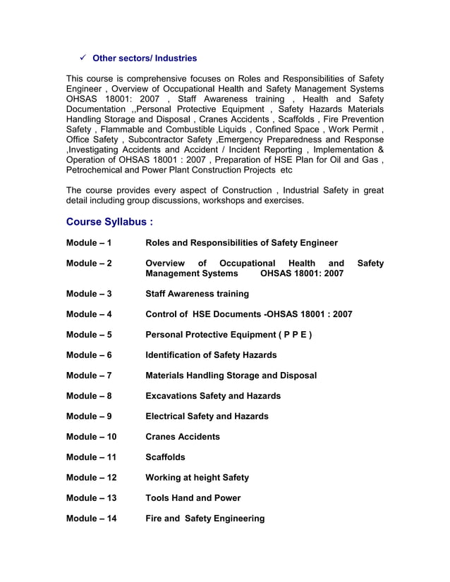 Certified safety engineer Course | PDF