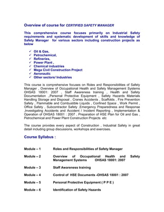 Certified safety manager | PDF | Civil Engineering Industry | Industries