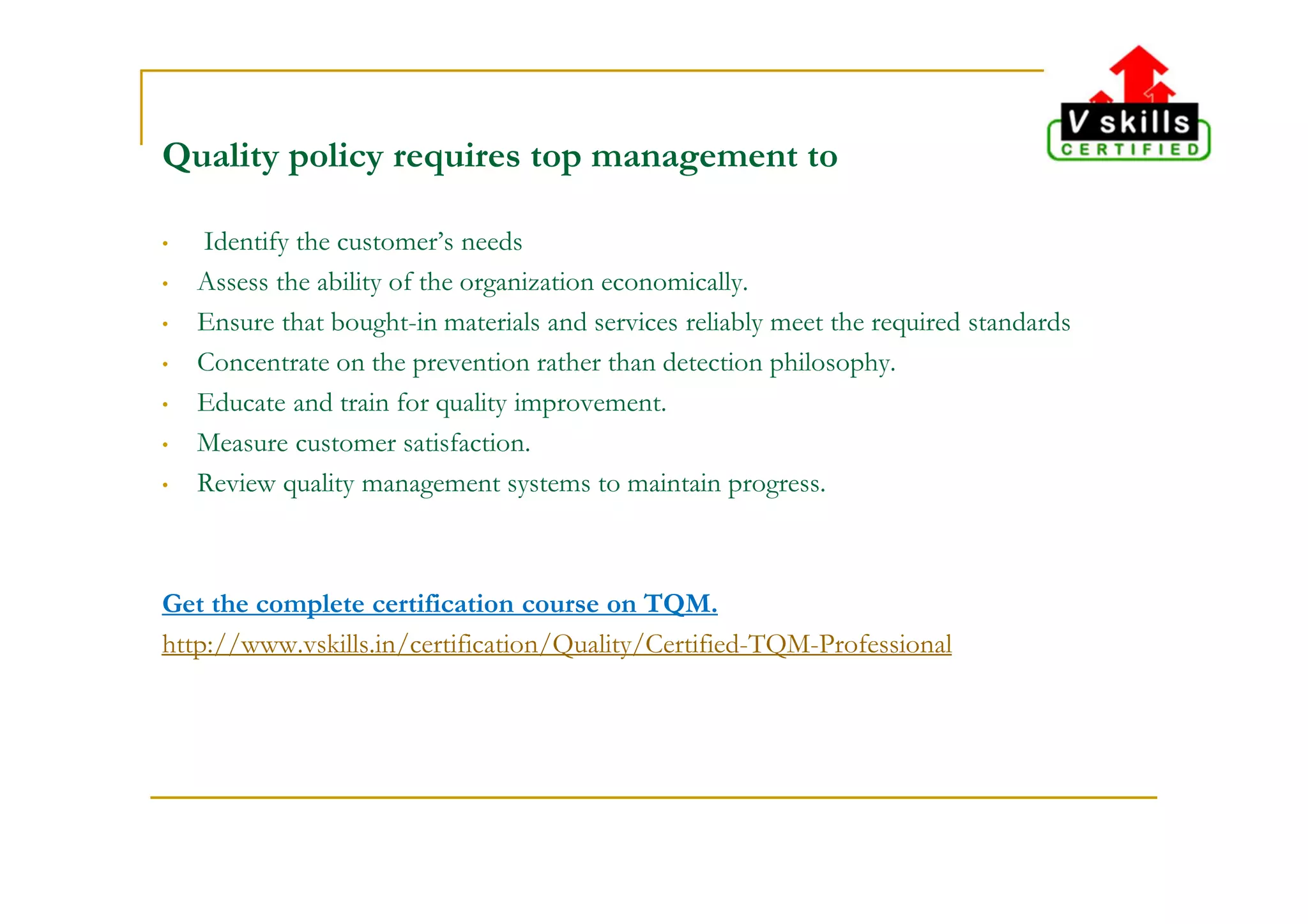 TQM Tutorials - Leadership and Commitment | PDF