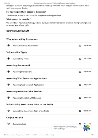 Certified vulnerability assessor (cva) certified training - Adams ...
