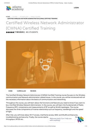 Certified wireless network administrator (cwna) certified training ...