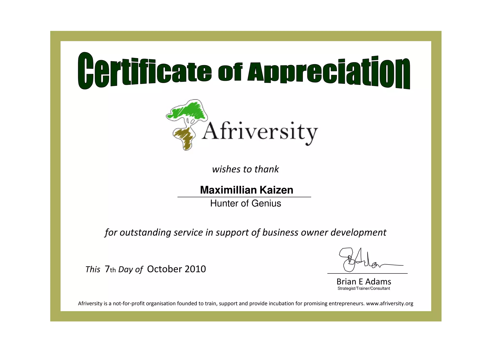 Certif Maxkaizen | PPT