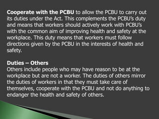 Cert IV OHS - WHS Responsibilities and Legislative Requirements | PPTX