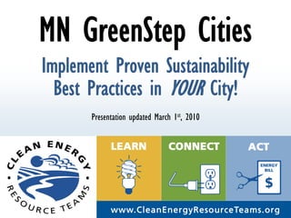 MN GreenStep Cities: Implement Proven Sustainability Best Practices in ...