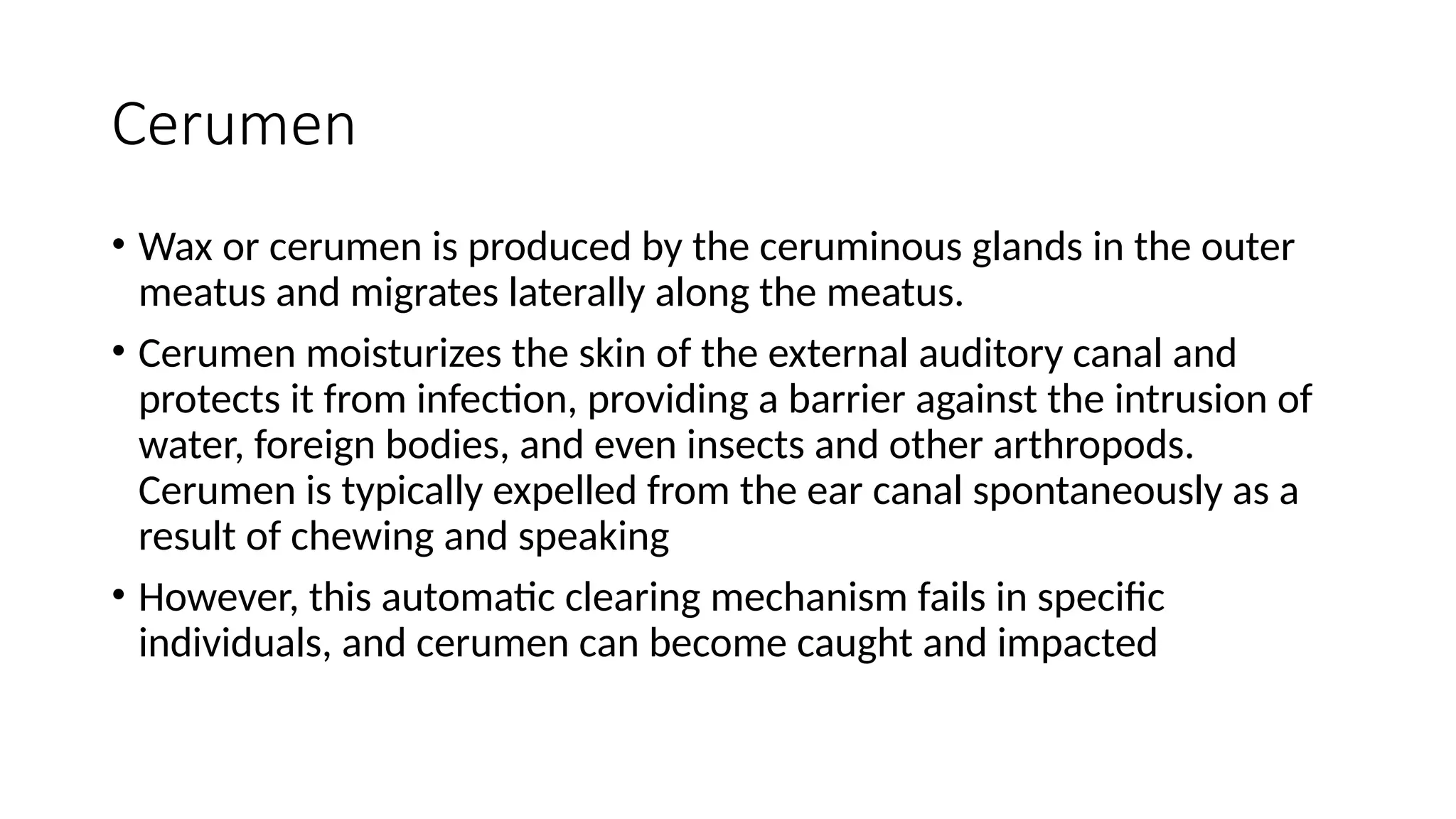 conditions of the external ear cerumen impaction | PPTX