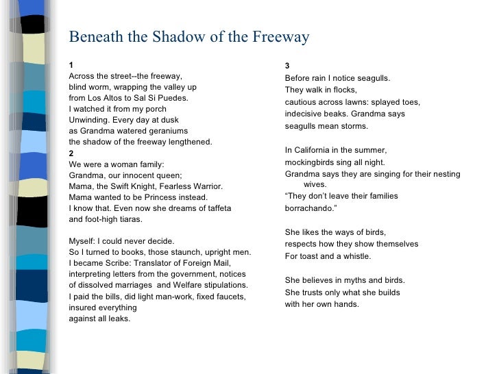 🎉 Lorna dee cervantes beneath the shadow of the freeway. Lorna Dee ...