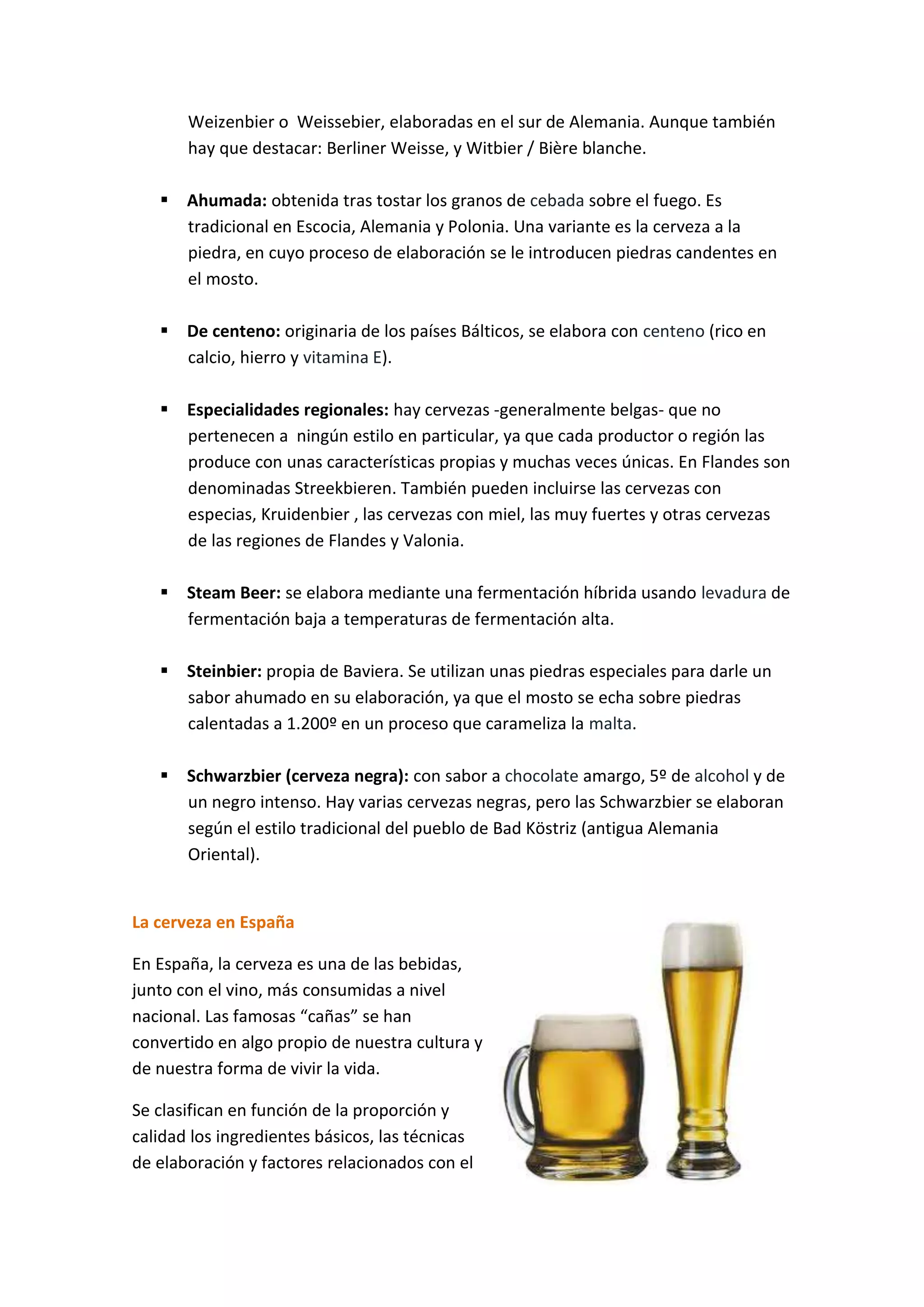 La cerveza: tipos y propiedades nutricionales | DOCX | Alcoholic Beverages | Food & Drink