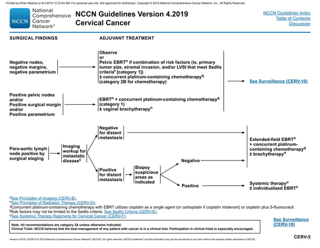 Cáncer cérvicouterino, Guia NCCN 2019. | PDF | Cancer | Diseases and ...
