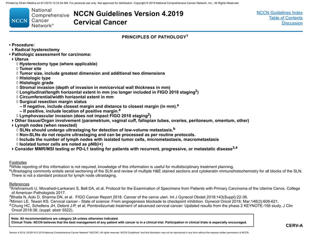 Cáncer cérvicouterino, Guia NCCN 2019. | PDF | Cancer | Diseases and ...