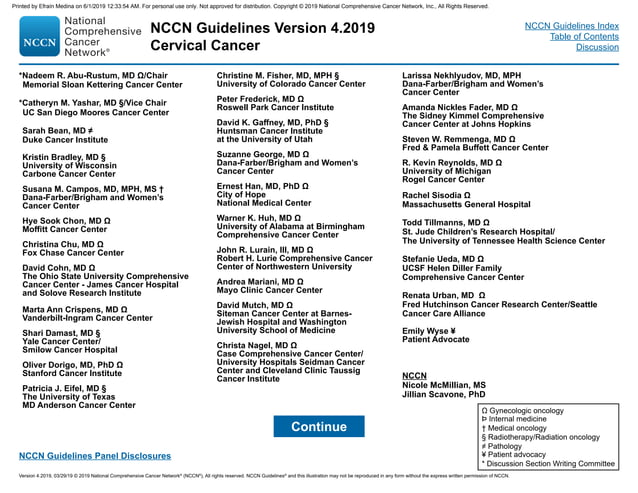 Cáncer cérvicouterino, Guia NCCN 2019. | PDF | Cancer | Diseases and ...