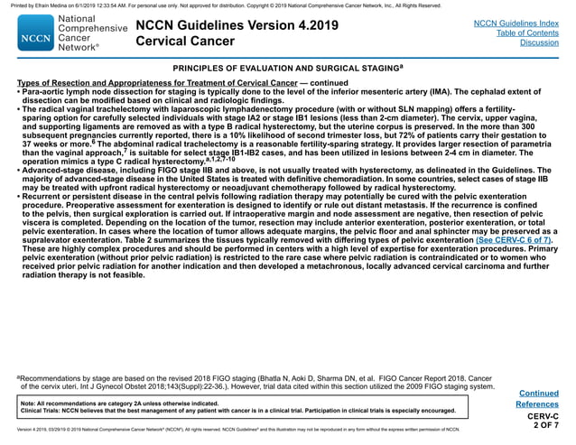 Cáncer cérvicouterino, Guia NCCN 2019. | PDF | Cancer | Diseases and ...