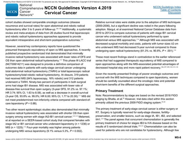 Cáncer cérvicouterino, Guia NCCN 2019. | PDF | Cancer | Diseases and ...