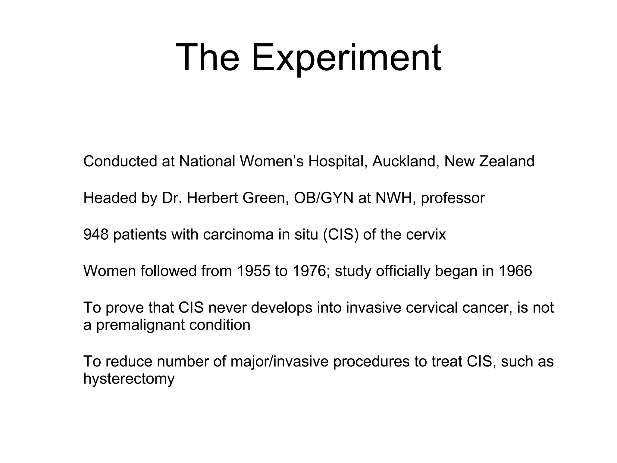 New Zealand Cervical Cancer Experiment | PPT