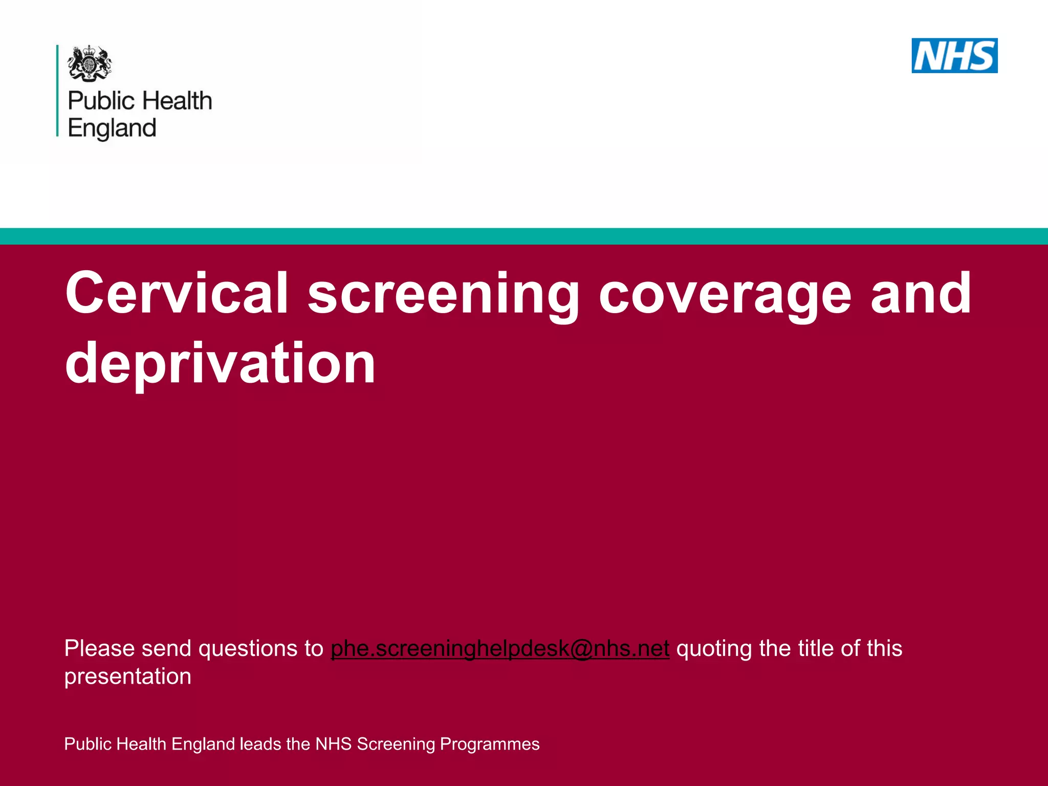 Cervical screening coverage and deprivation | PDF
