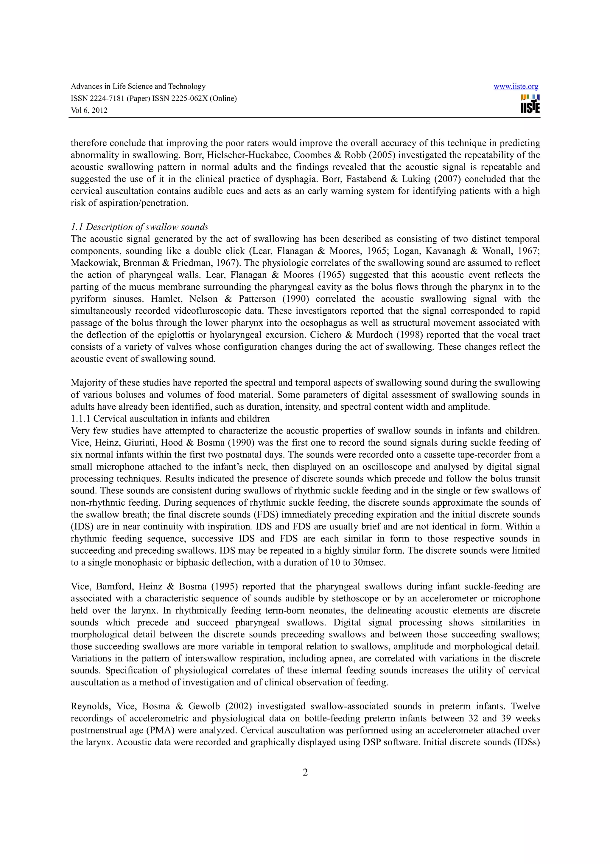 Cervical auscultation a systematic review | PDF