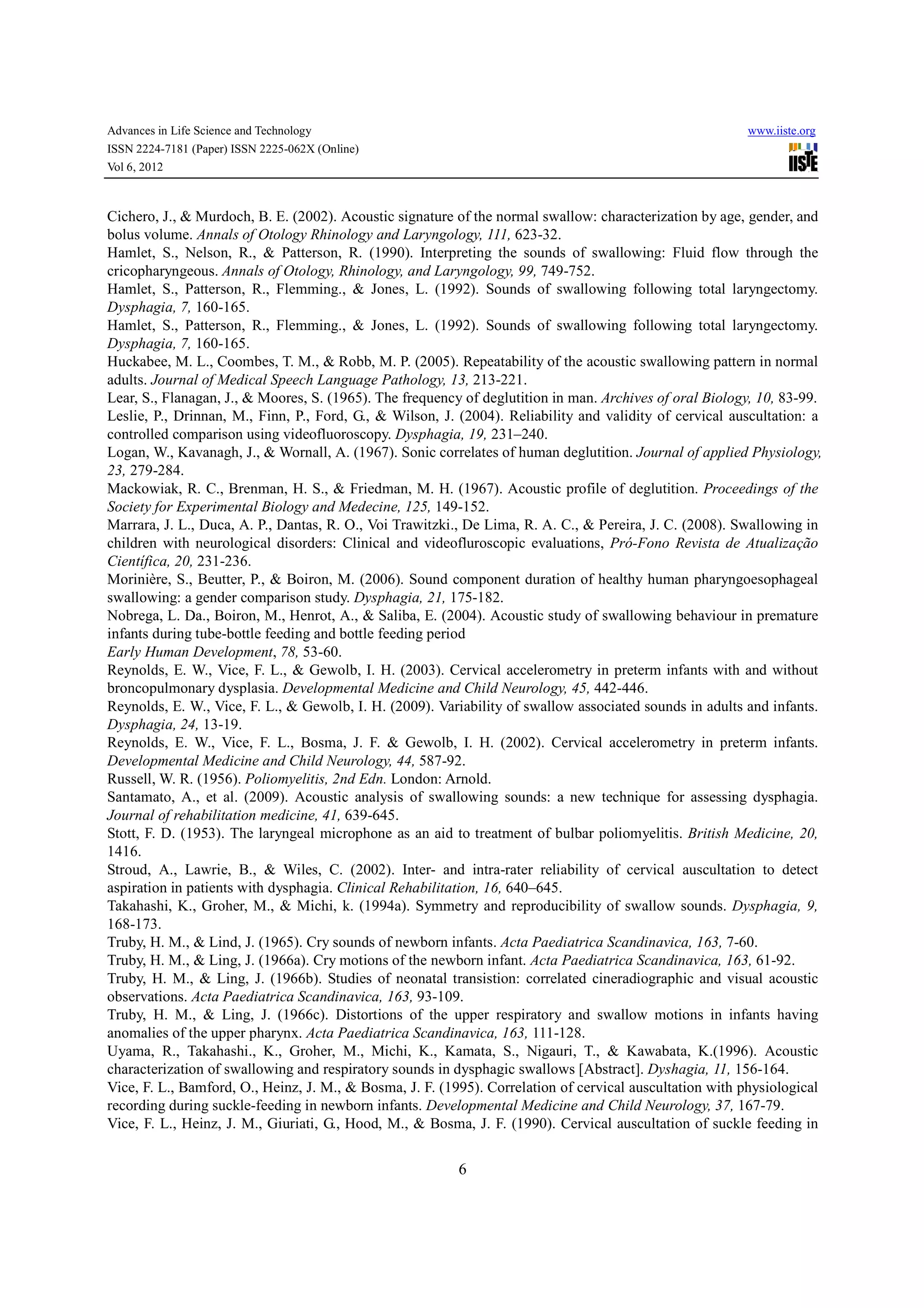 Cervical auscultation a systematic review | PDF