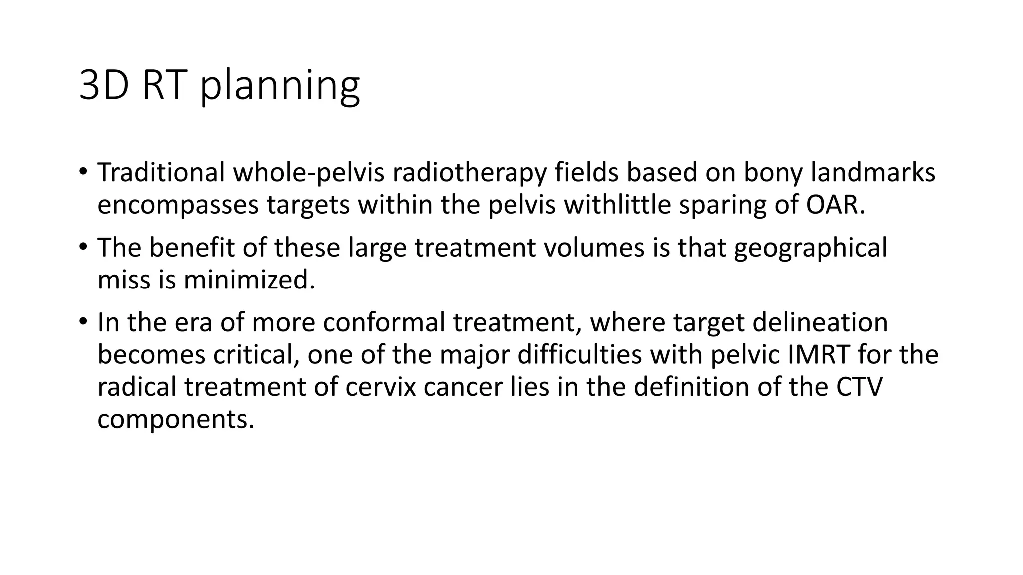 cervical cancer conformal radiotherapy planning (3D CRT) | PPTX