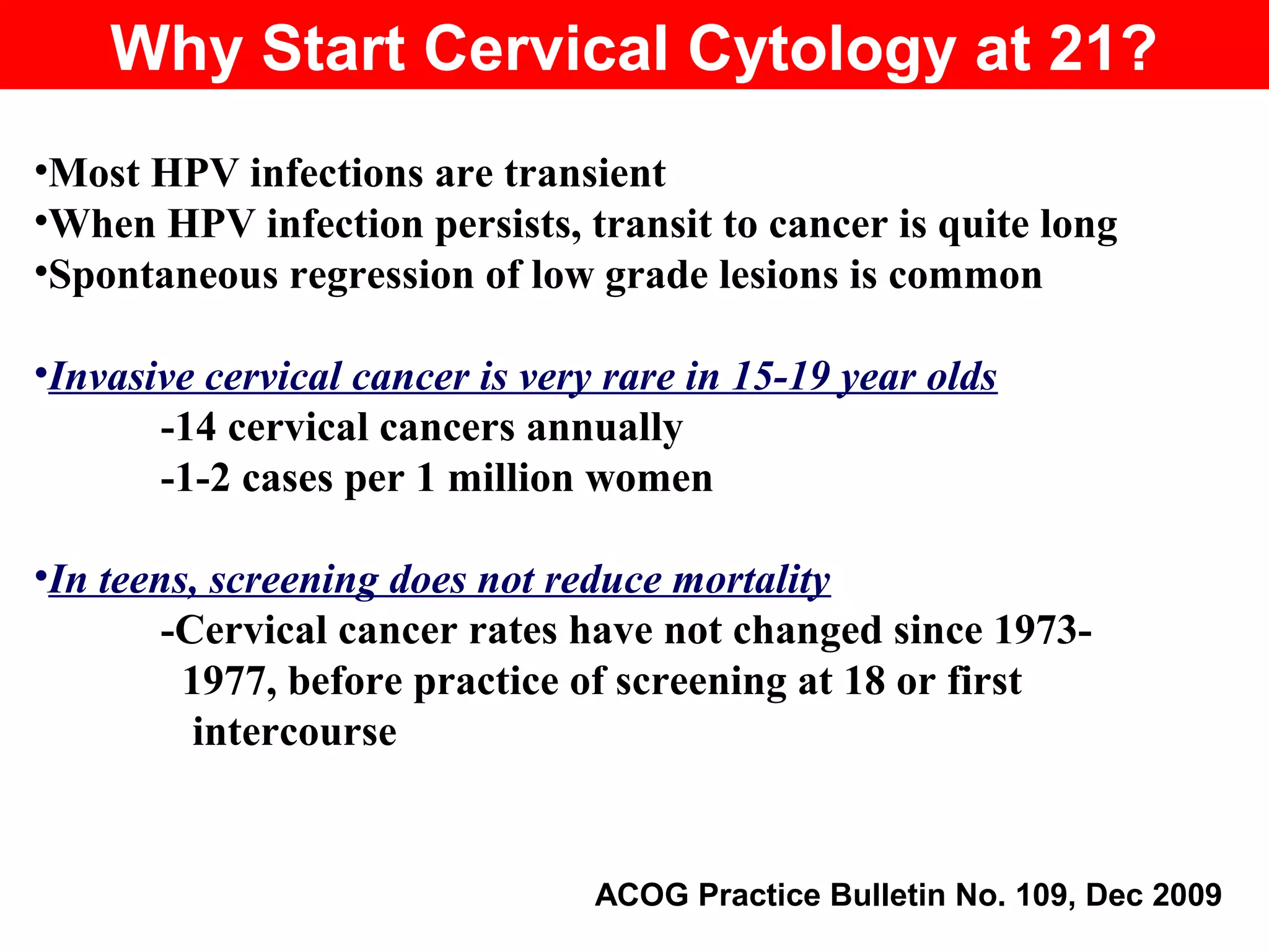 Cervical cancer screening guidelines 2013 on 7th sept | PPT