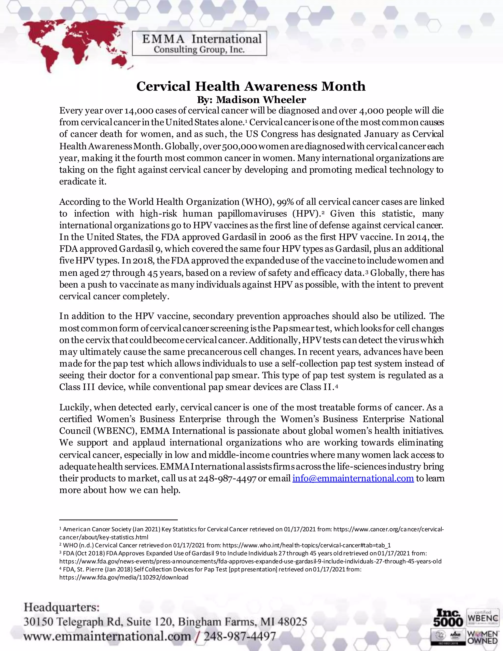 Cervical Health Awareness Month | PDF