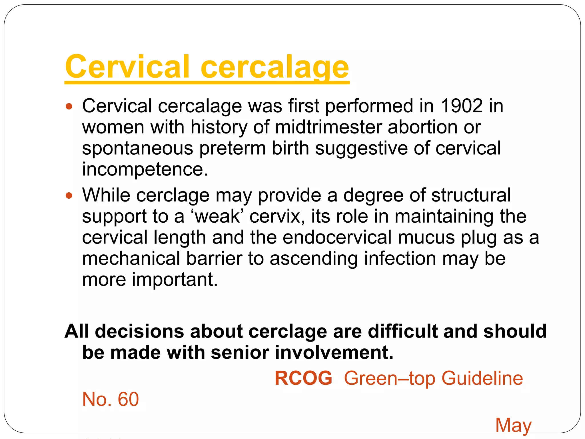 Cervical insufficiency | PPTX
