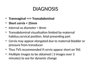 CERVICAL INSUFFICIENCY AND ITS TREATMENT | PPTX