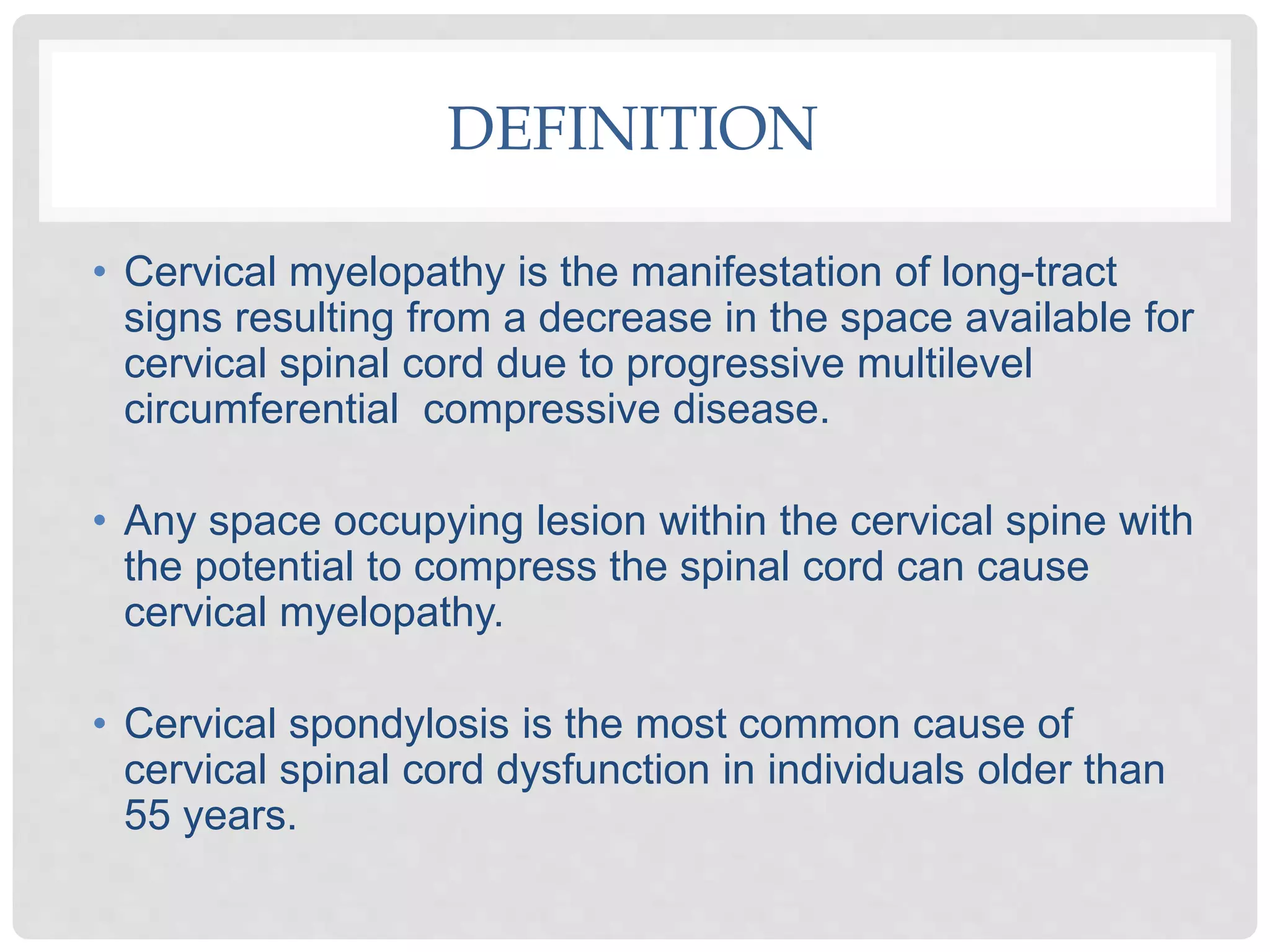 Cervical myelopathy | PPTX