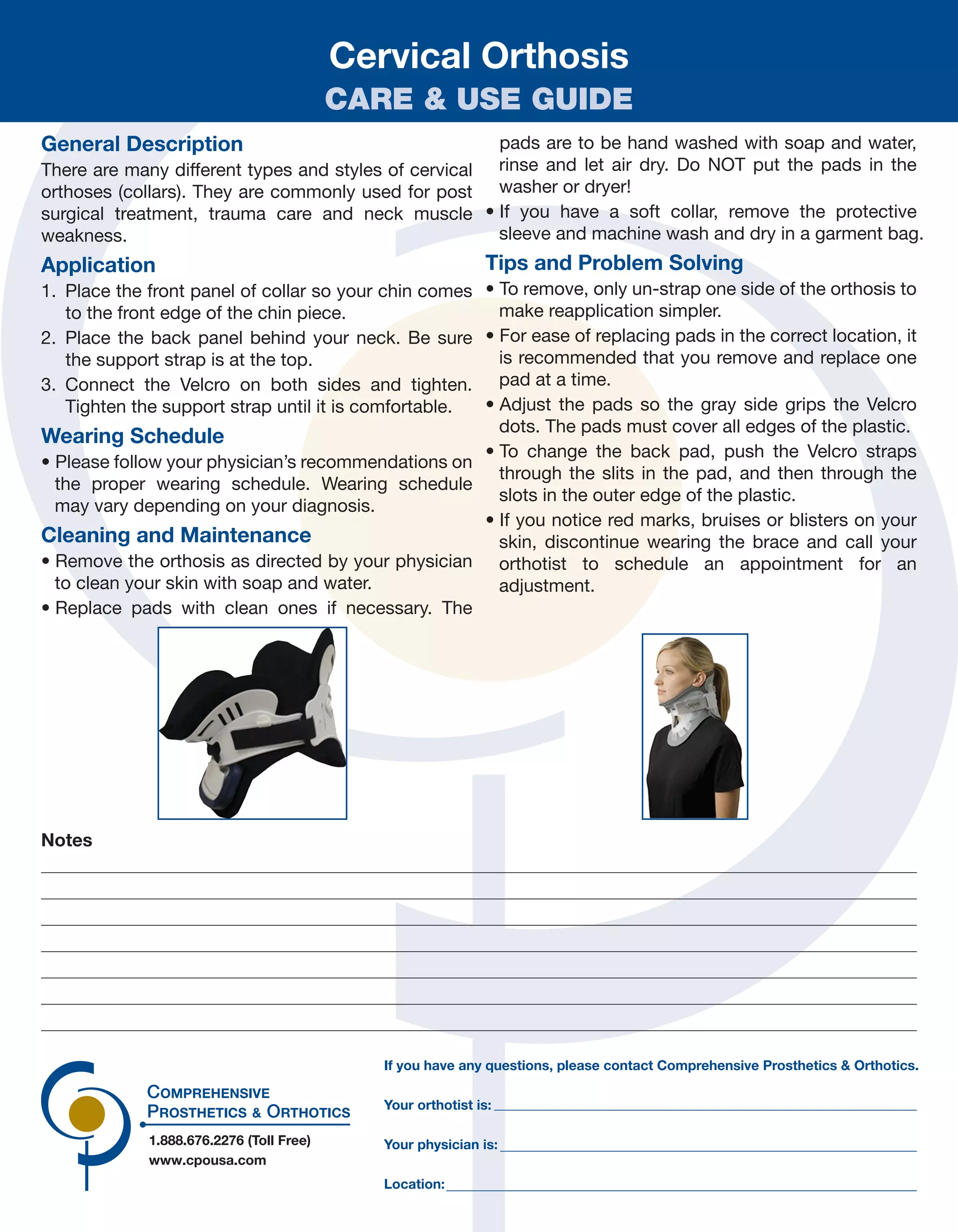 Care and Use Guide for Cervical Orthosis | PDF