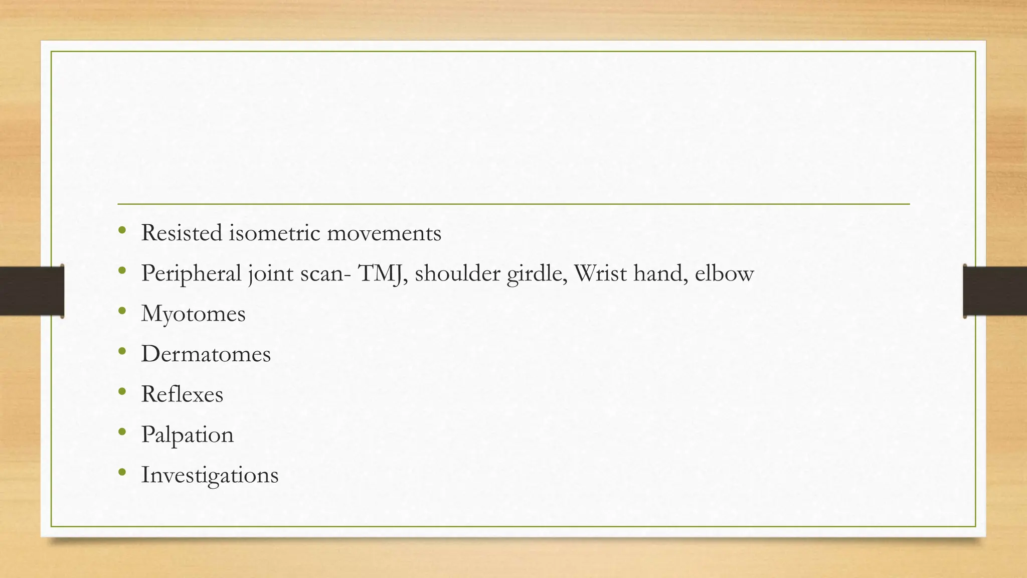 cervical spine assessment. Physiotherapy Assessment | PPTX