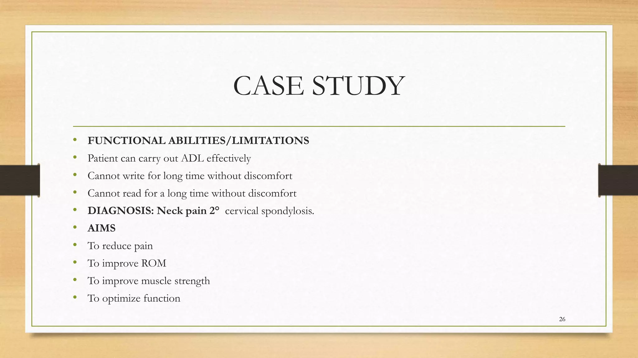 Cervical spondylosis; Physiotherapy approach | PPTX