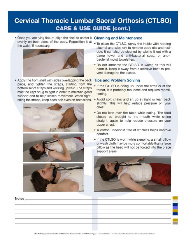 Cervical Thoracic lumbar Sacral Orthosis (CTLSO) CARE AND USE GUIDE | PDF