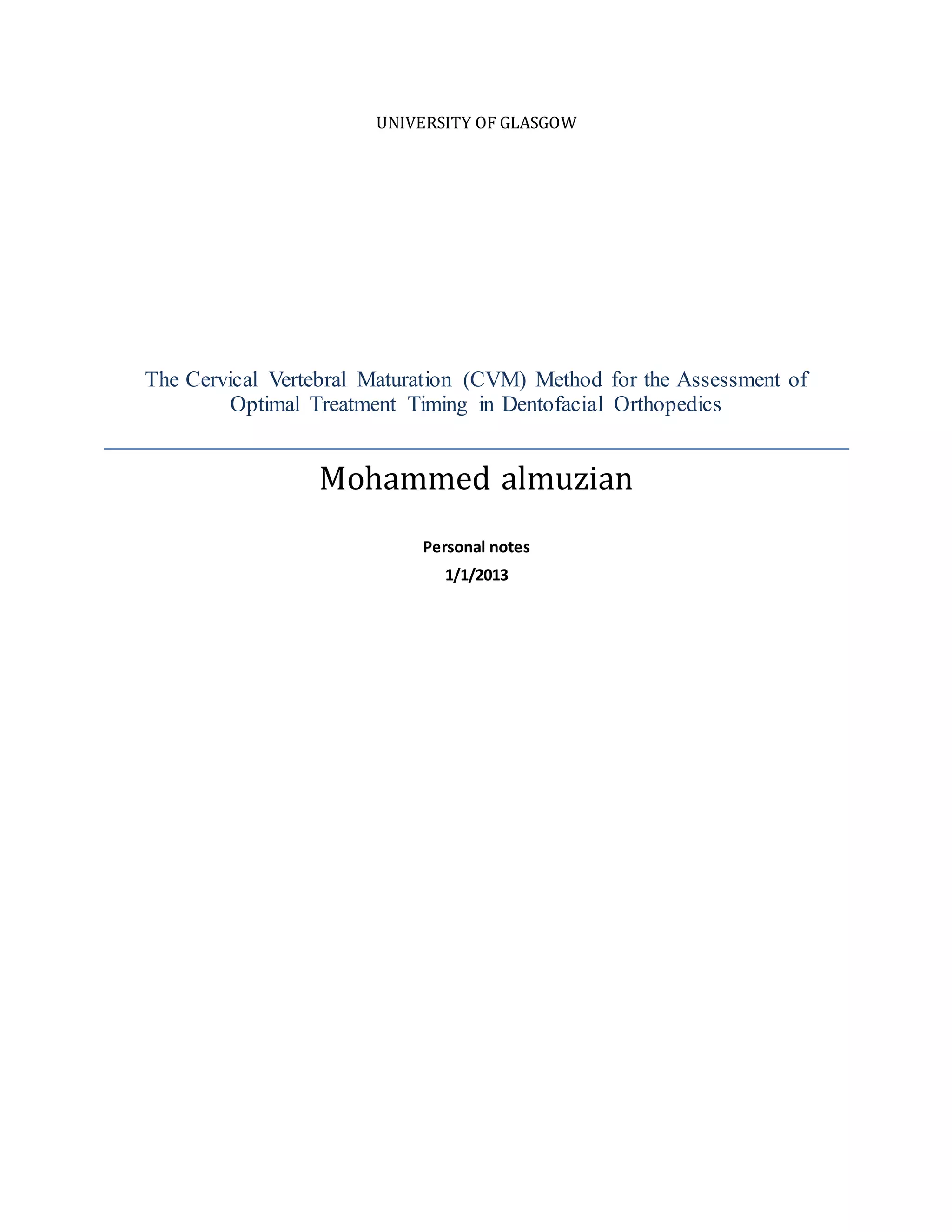 Cervical vertebral maturation (cvm) / for orthodontists by Almuzian | DOCX