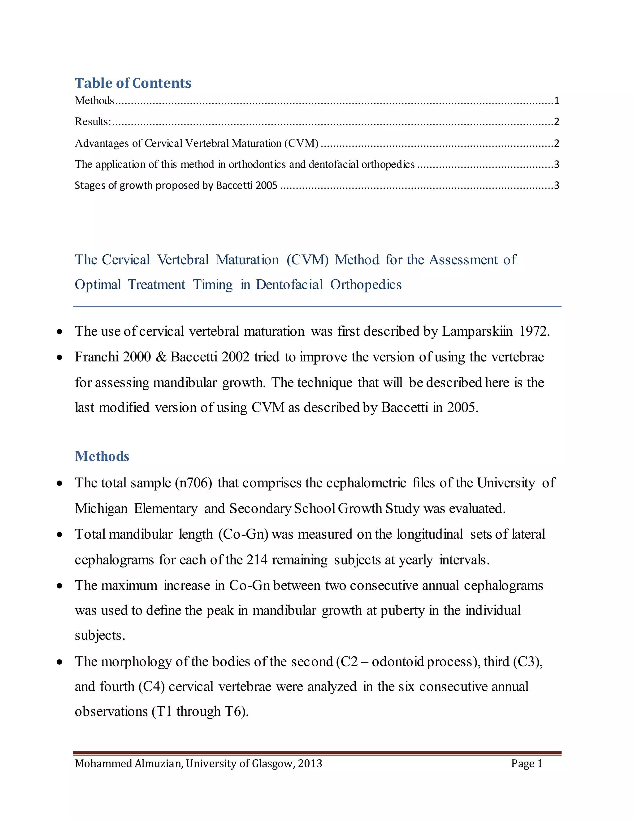 Cervical vertebral maturation (cvm) / for orthodontists by Almuzian | DOCX