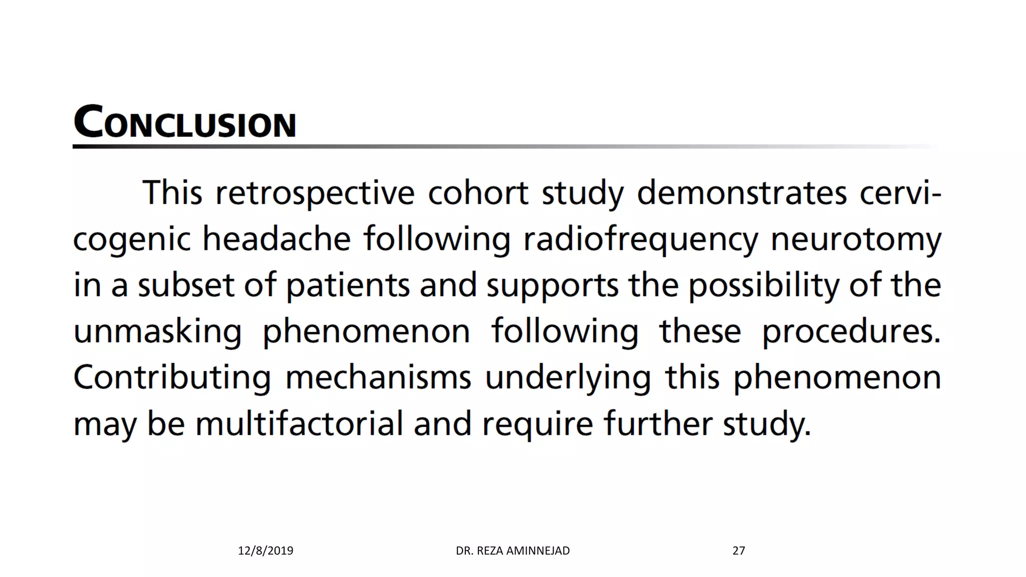 Cervicogenic Headache Following Lower Cervical RF Neurotomy | PPTX