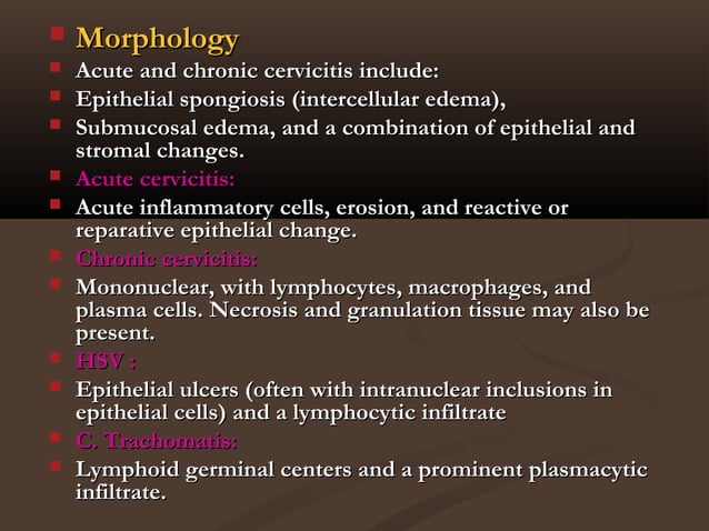 PATHOLOGY OF THE CERVIX | PPT | Reproductive Health | Diseases and ...