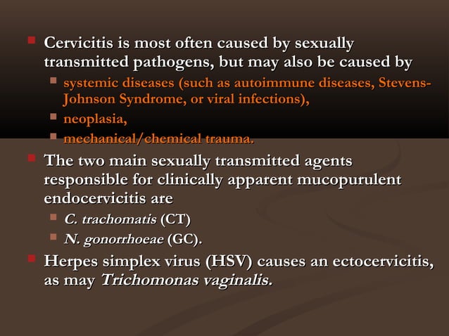 PATHOLOGY OF THE CERVIX | PPT | Reproductive Health | Diseases and ...