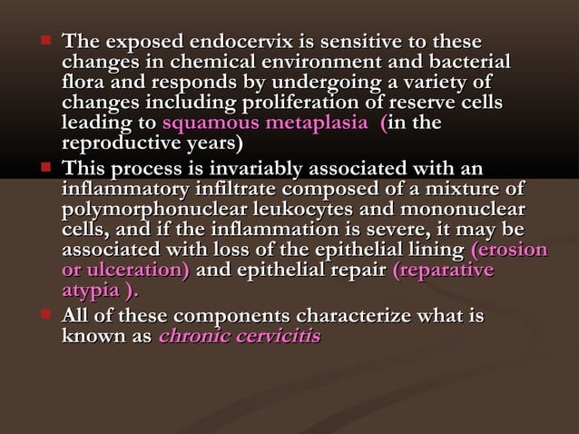 PATHOLOGY OF THE CERVIX | PPT | Reproductive Health | Diseases and ...
