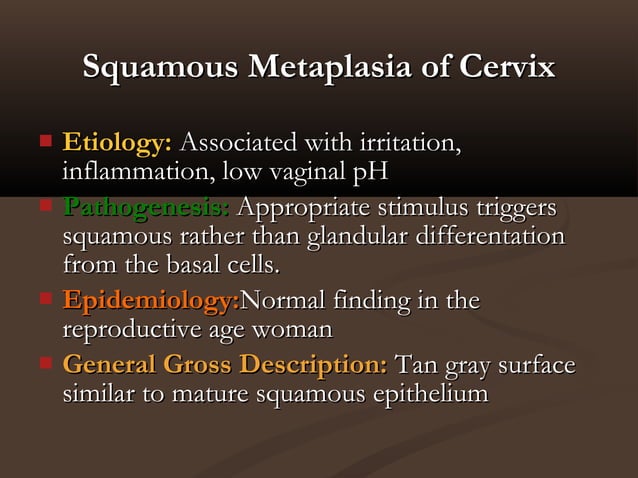 PATHOLOGY OF THE CERVIX | PPT | Reproductive Health | Diseases and ...
