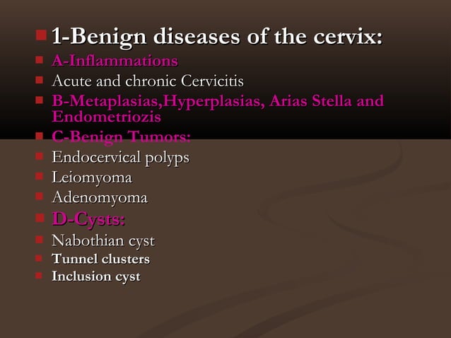 PATHOLOGY OF THE CERVIX | PPT | Reproductive Health | Diseases and ...