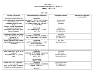 Planuirea de lunga durata,clasa a 5 limba a 2 | DOC