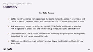 CHALLENGES OF IMPLEMENTING CSTDs IN NOVEL MODALITIES | PPT