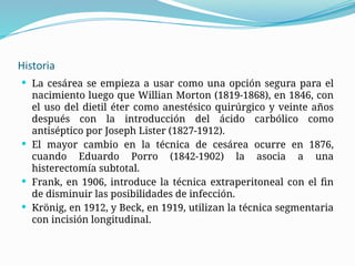 Cesárea, historia técnica y revisión científica | PPTX