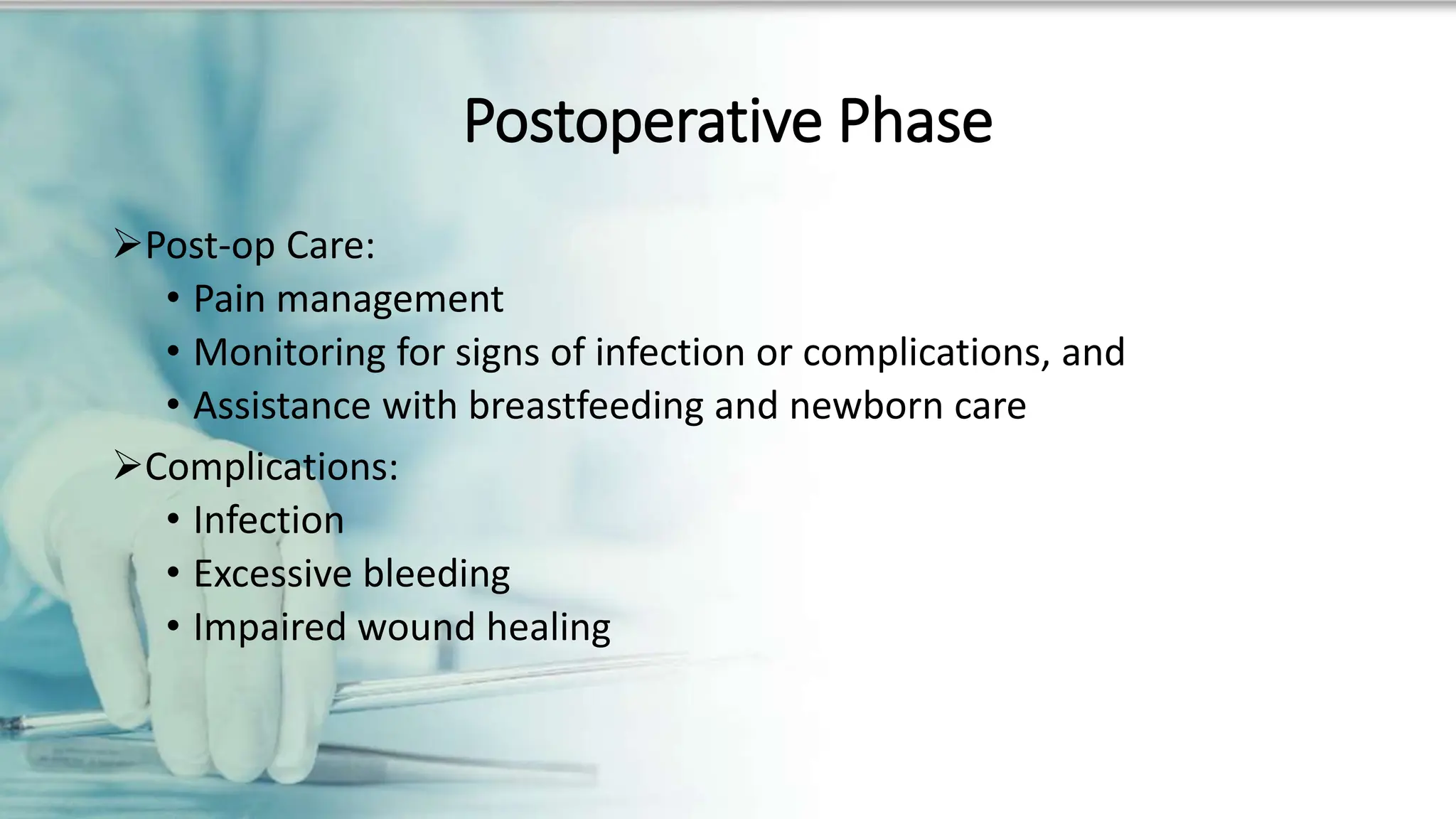 Description of Cesarean section as a surgical procedure including ...
