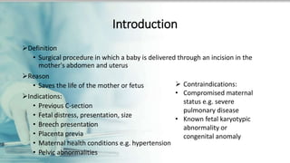 Description of Cesarean section as a surgical procedure including ...